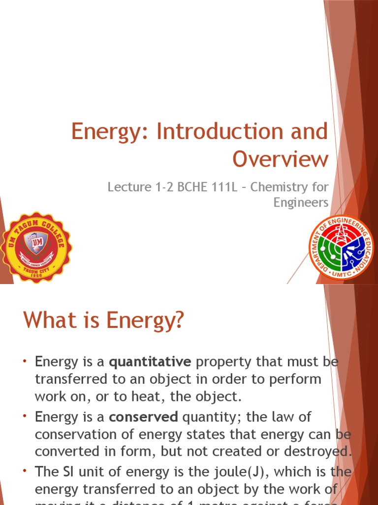 1-2 Energy, Introduction and Overview | PDF | Potential Energy | Energy ...