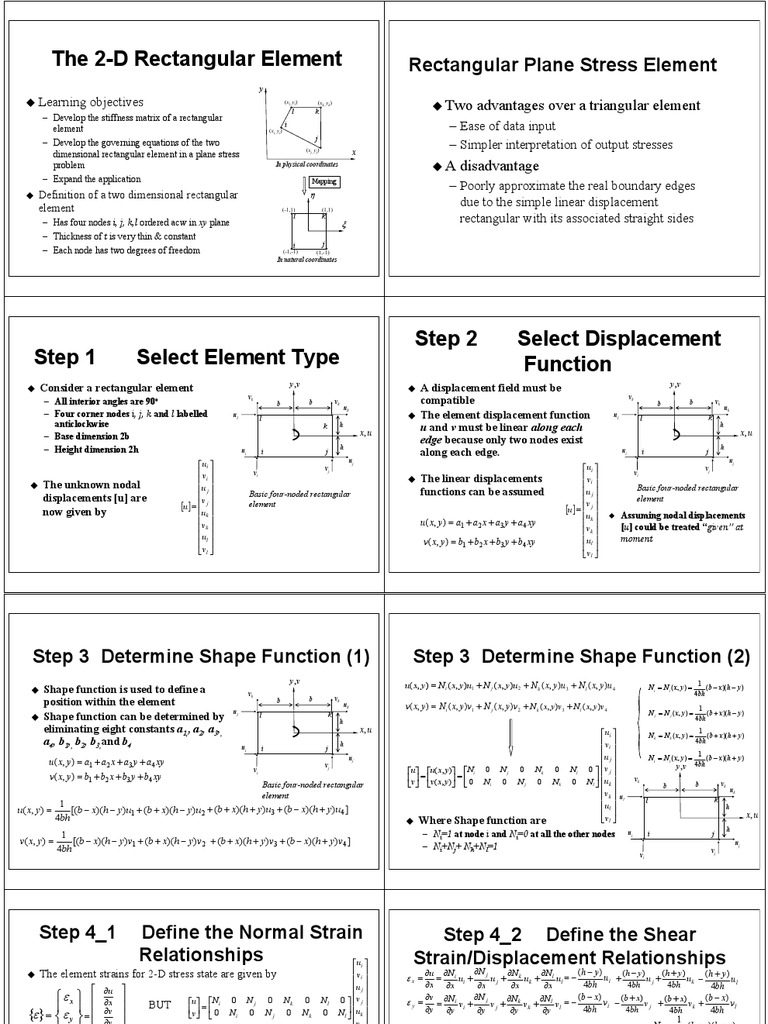 The 2-D Rectangular Element | PDF | Linear Algebra | Applied And ...