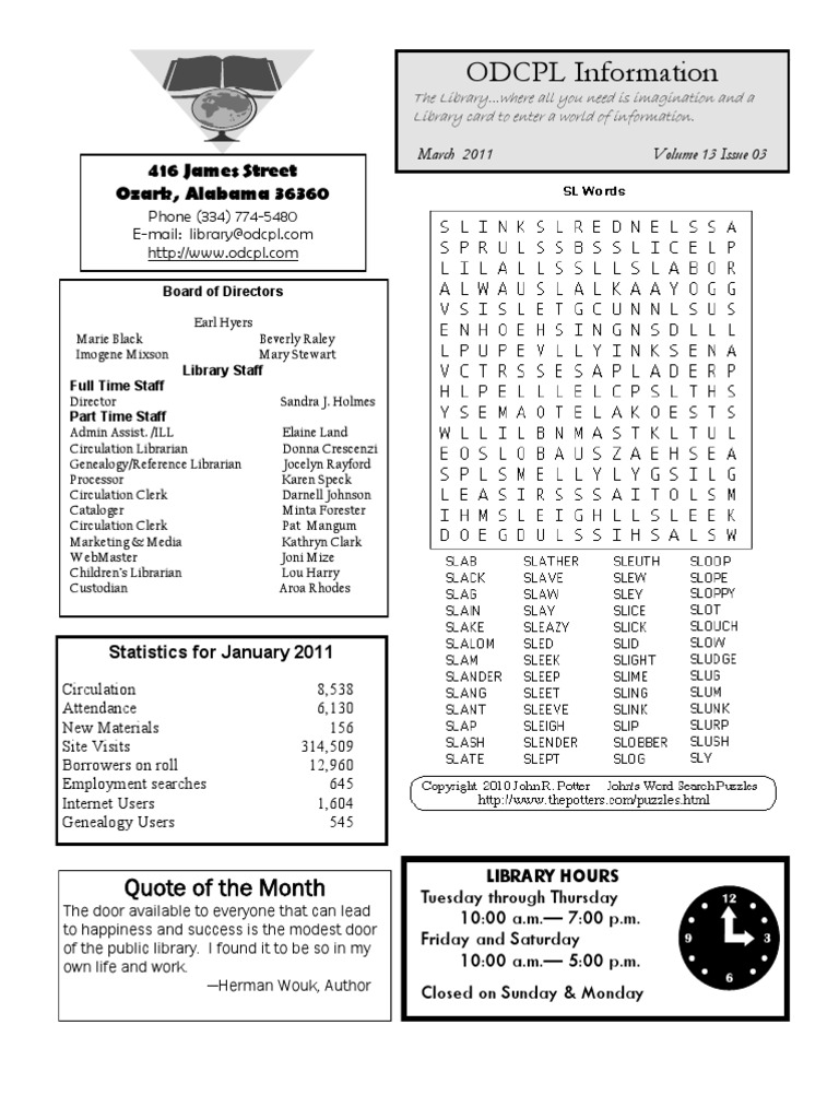 ODCPL Information: 416 James Street Ozark, Alabama 36360 | PDF | Libraries