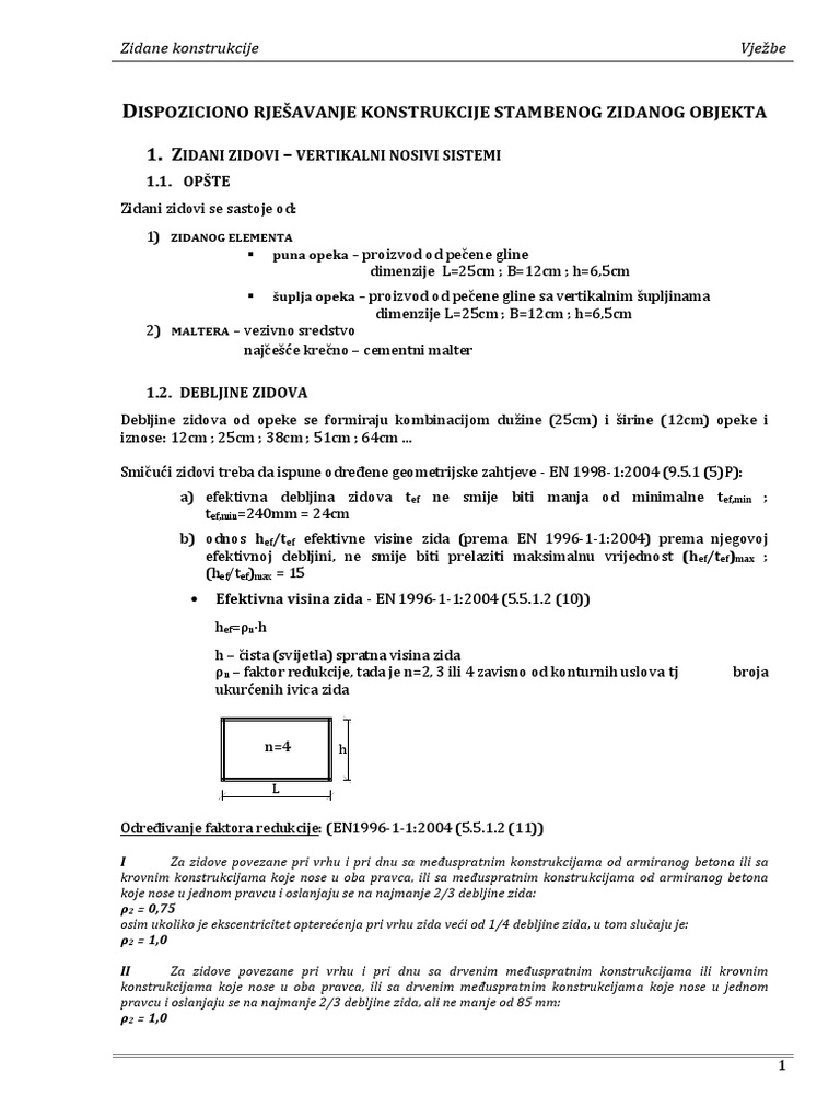 Proracun - Zidane Konstrukcije | PDF