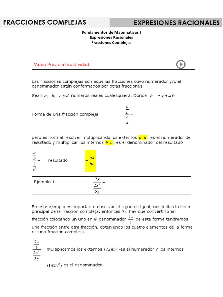 Fracciones Complejas | PDF | División (Matemáticas) | Aritmética