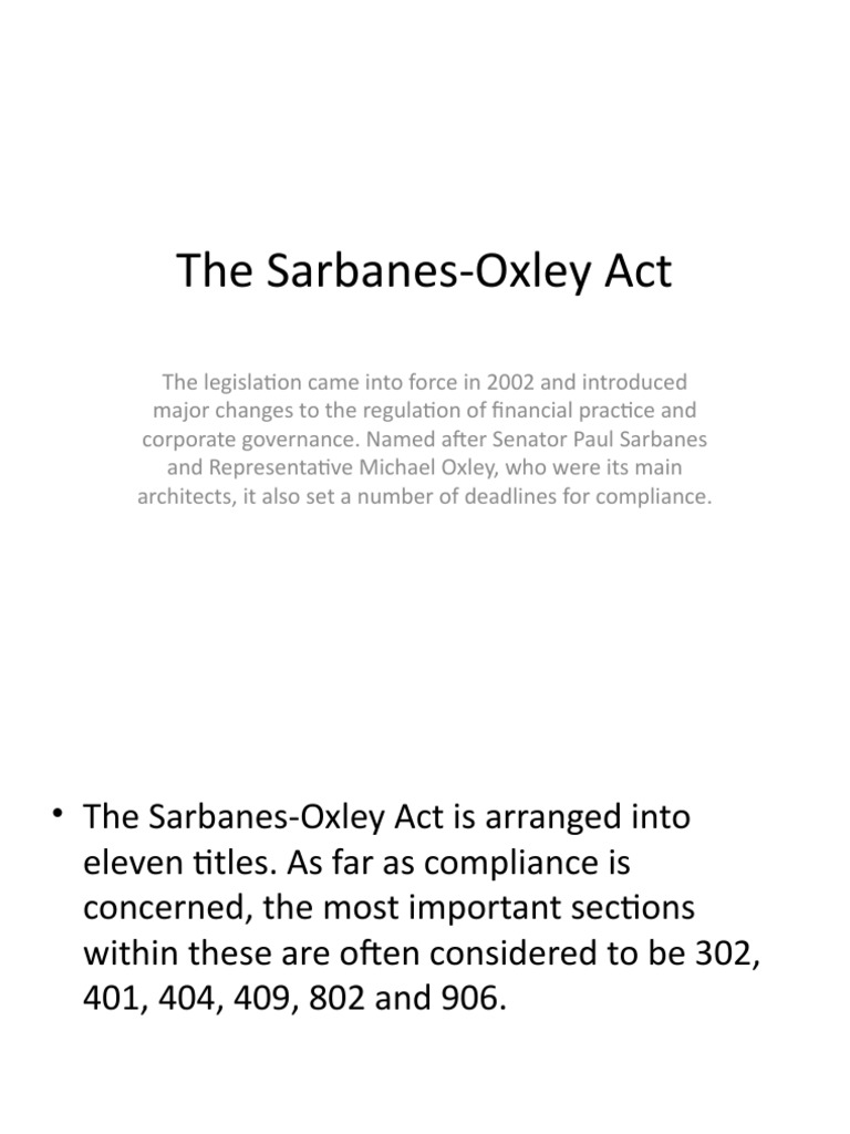 Sarbanes-Oxley Act | PDF | Sarbanes–Oxley Act | Corporate Law