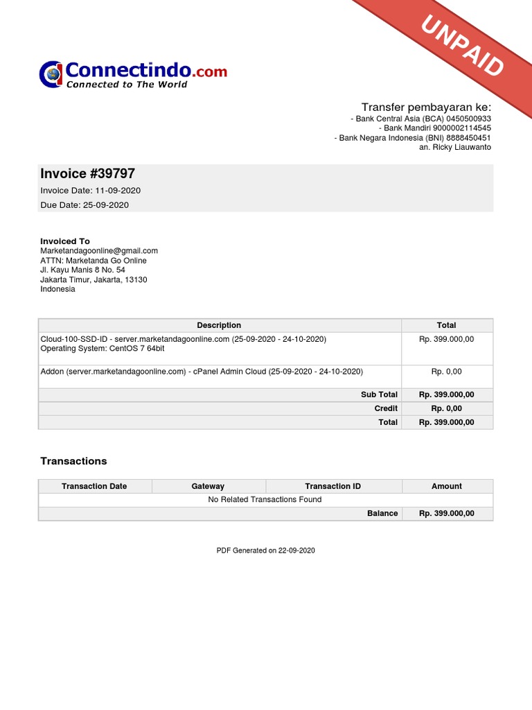 Invoice #39797: Transfer Pembayaran Ke | PDF | Banks | Banking