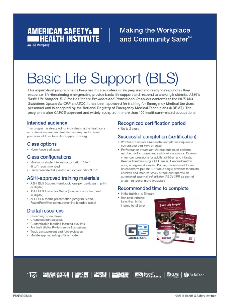 ASHI BLS Specification Sheet | PDF