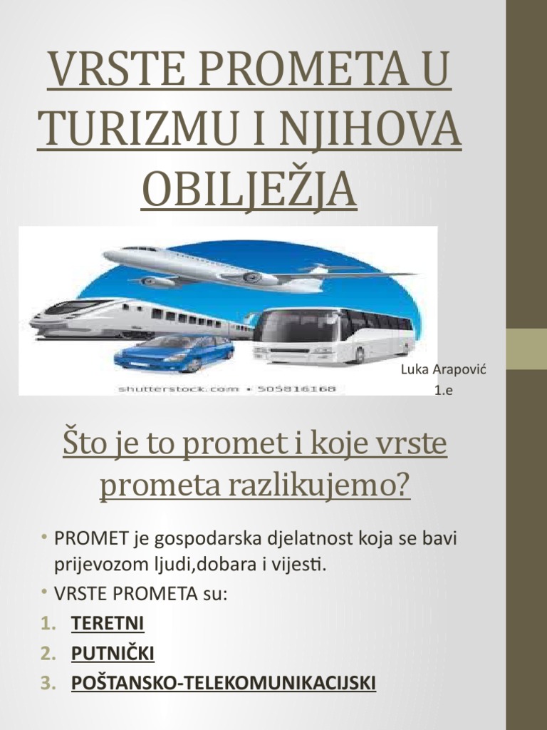 Vrste Prometa U Turizmu I Njihova Obilježja | PDF