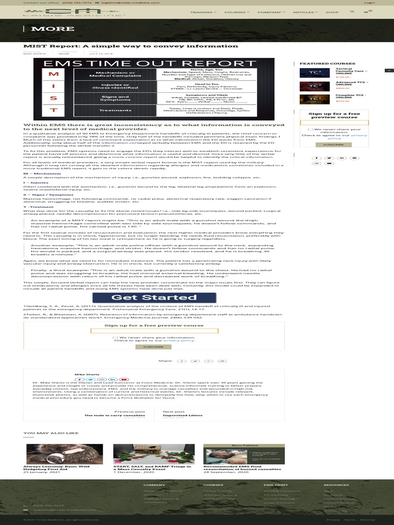 MIST Report - A Simple Way To Convey Information - Crisis Medicine | PDF