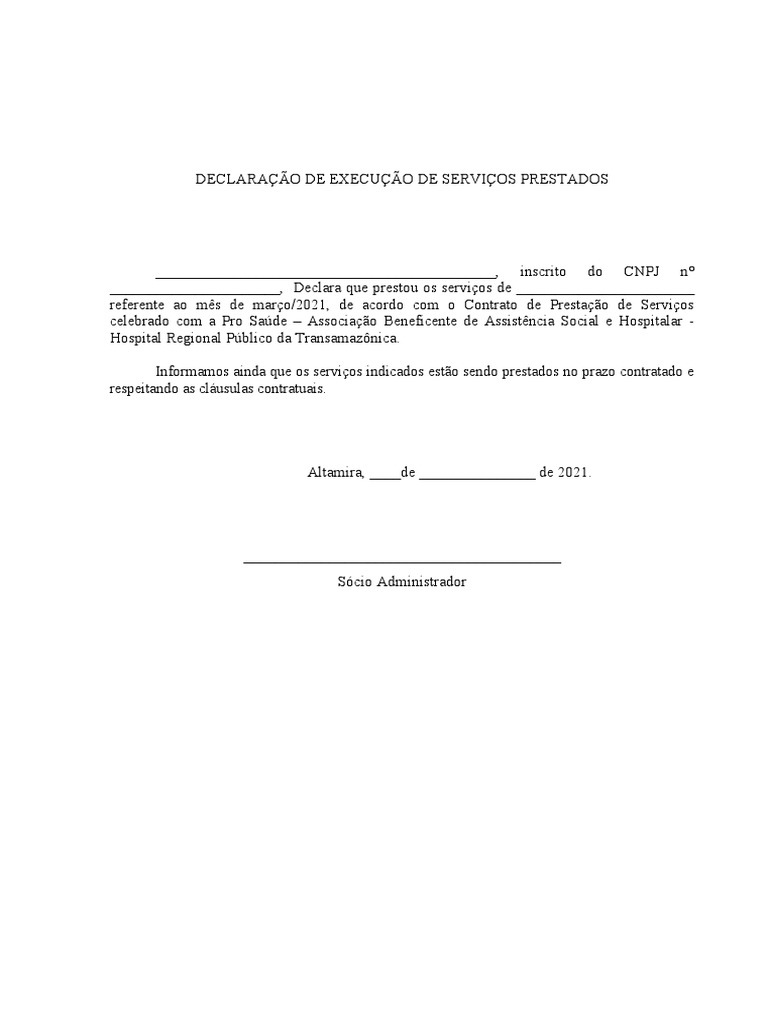 Declaração de Execução Dos Serviços - Ok | PDF