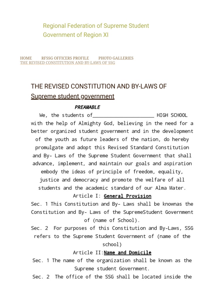 THE REVISED CONSTITUTION AND BY-LAWS OF SSG - Regional Federation of ...
