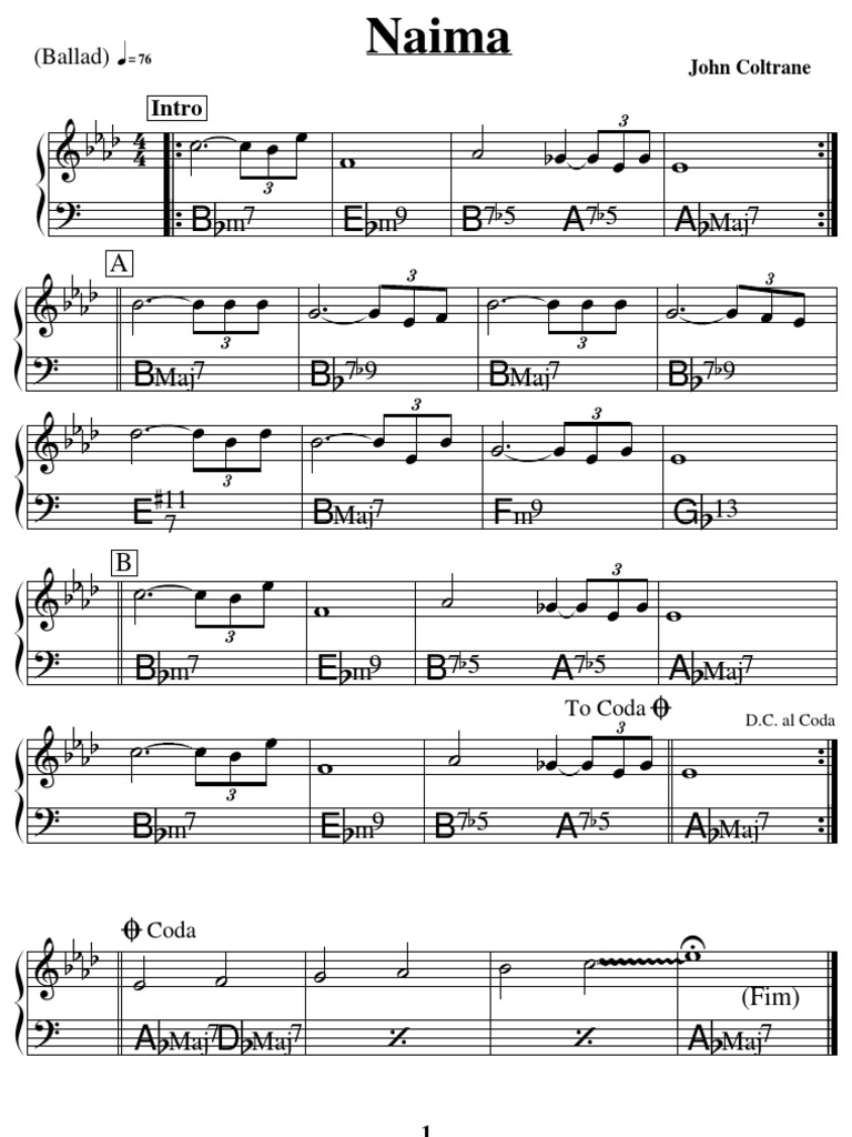 John Coltrane Naima | PDF | Jazz