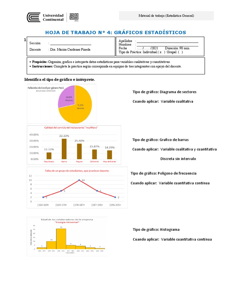 Hoja de Trabajo Semana 4 - Graficos Estadisticos. | PDF