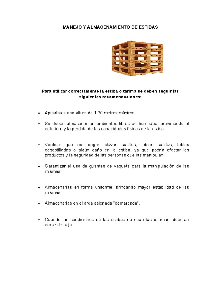 Altura Máxima y Manejo de Estibas | PDF