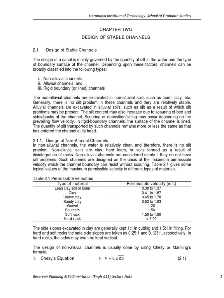 Chapter 2-Design of Channels | PDF