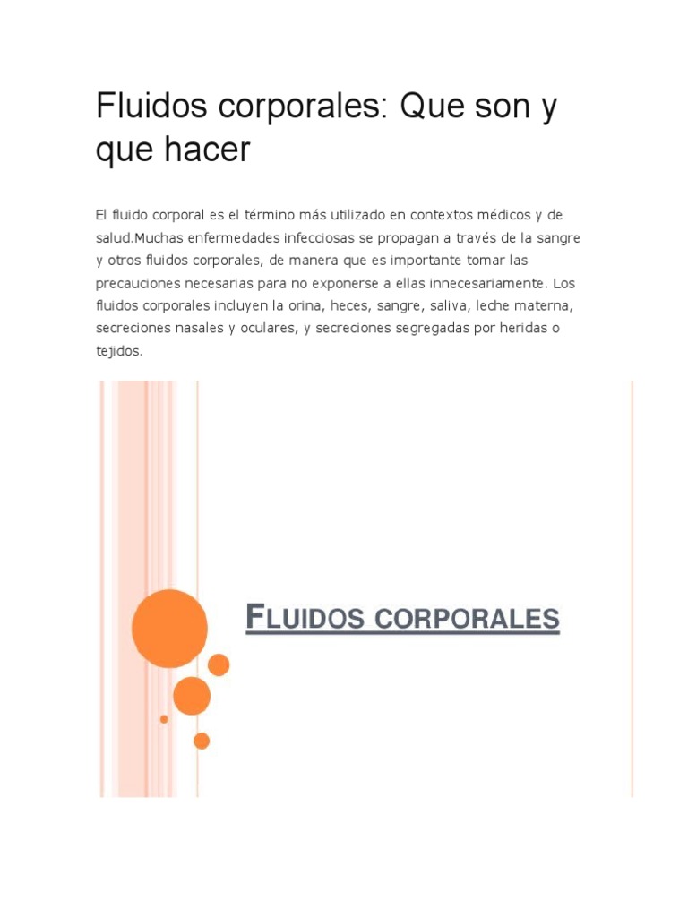 Fluidos Corporales | PDF | Medicina CLINICA | Especialidades Medicas