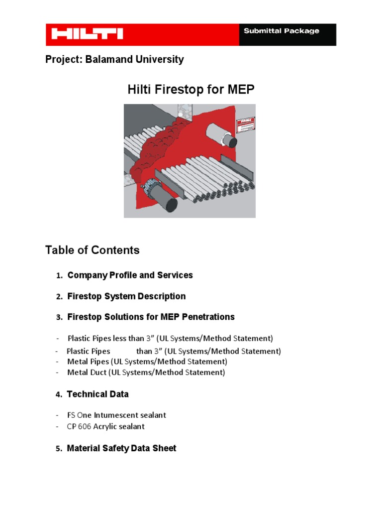 Hilti Firestop Solutions for MEP Systems | PDF | Drywall | Carbon Dioxide