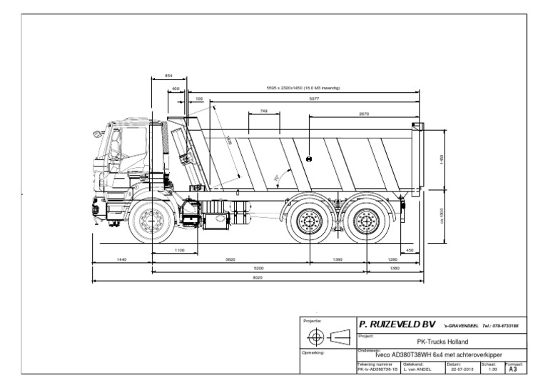 Iveco Trakker AD380T38WH 6x6 Ruizeveld 18 Cbm-Drawing | PDF
