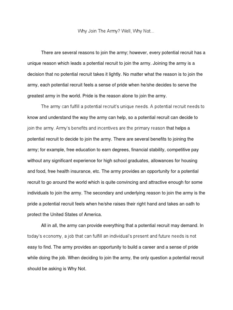 Why Join Army Essay | PDF