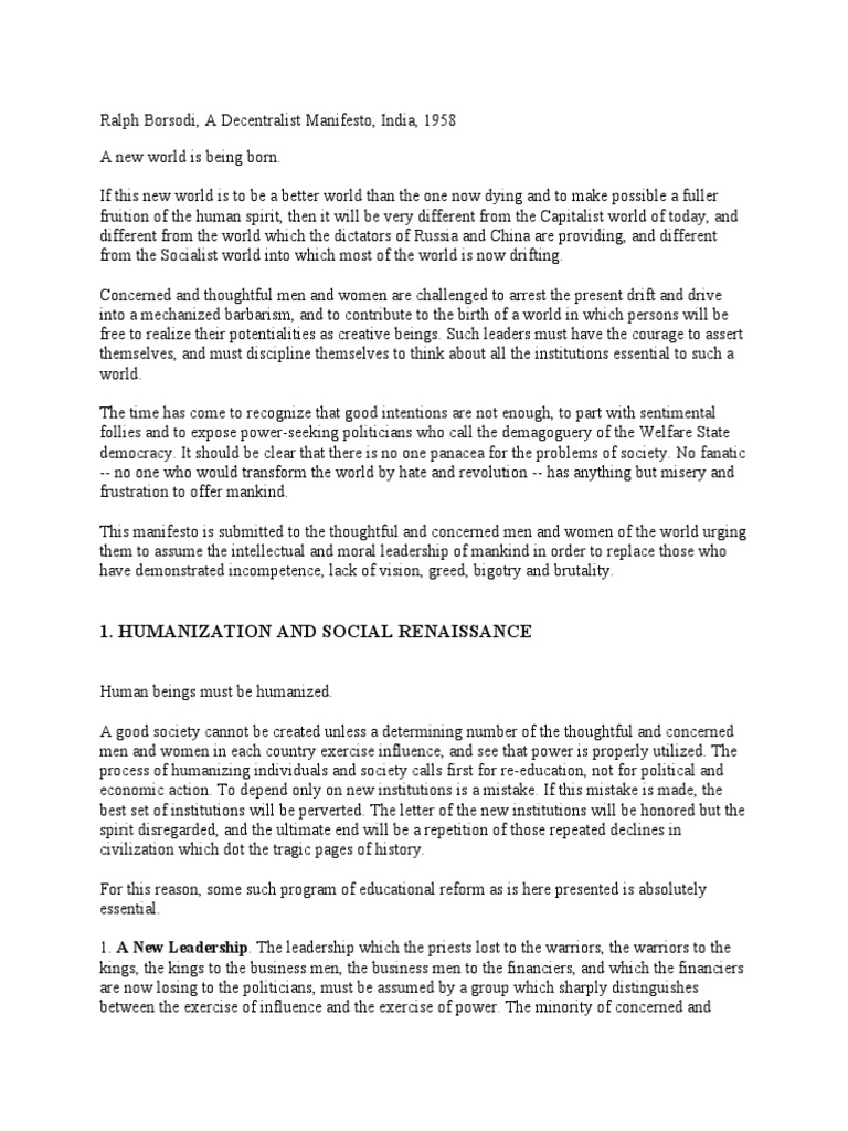 Ralph Borsodi's Decentralist Manifesto Calls for Radical Education ...