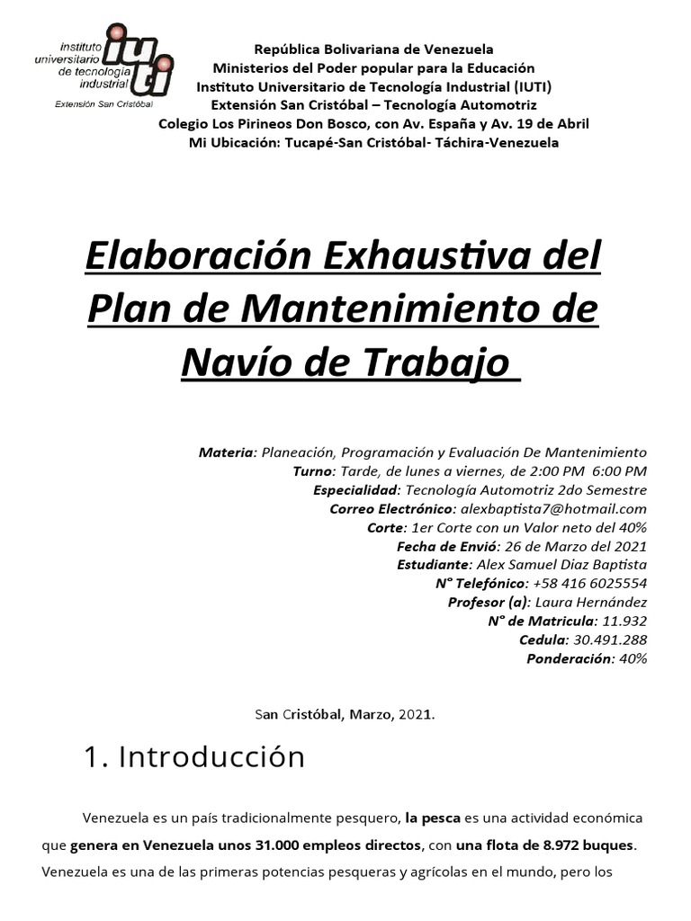 Plan de Mantenimiento para Buques Pesqueros | PDF | Ingeniería de confiabilidad | Calidad ...