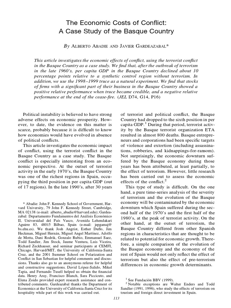 The Economic Costs of Conflict | PDF
