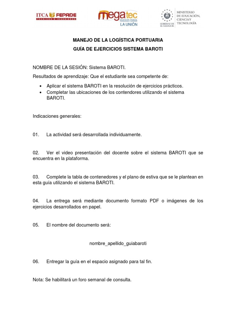 Guía de Ejercicios del Sistema BAROTI | PDF