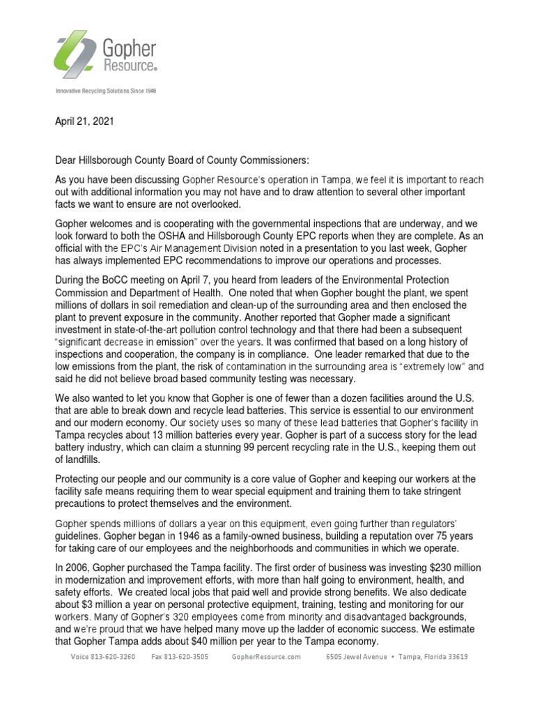 Letter To Board of County Commissioners From Gopher Resource 4-21-21 ...