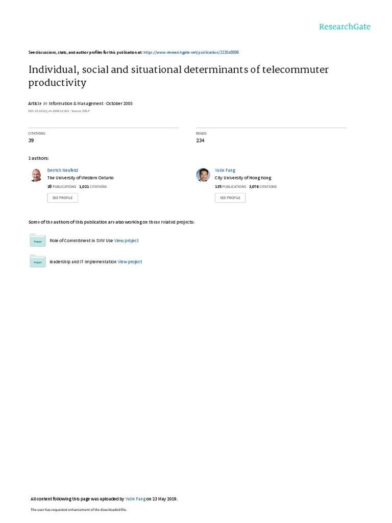 Telecommuter Productivity Factors | PDF | Telecommuting | Attitude (Psychology)