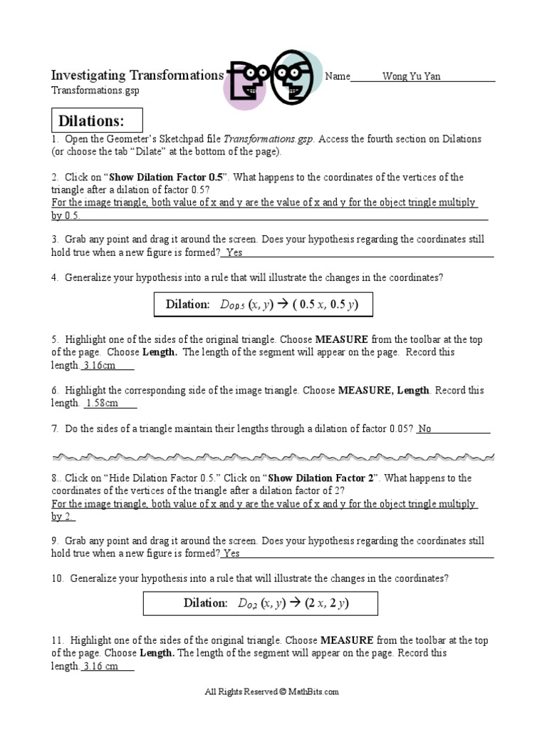Dilations:: Investigating Transformations | PDF | Teaching Methods ...