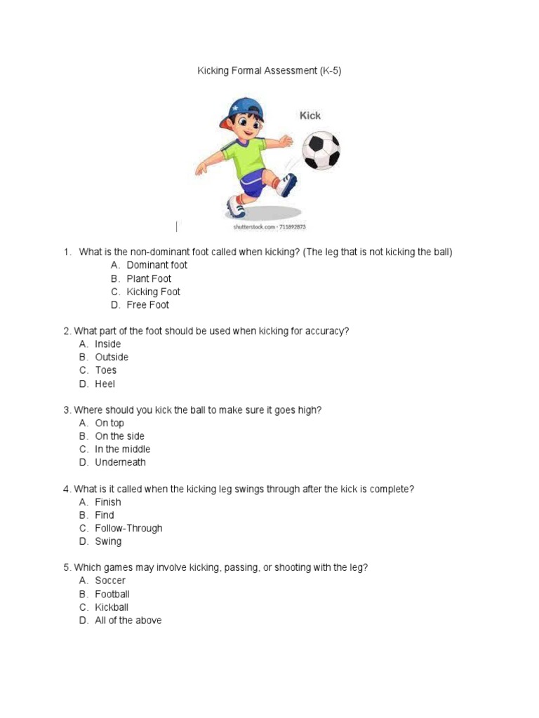Kicking Formal Assessment | PDF