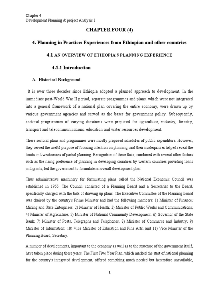 Chapter Four (4) 4. Planning in Practice: Experiences From Ethiopian ...