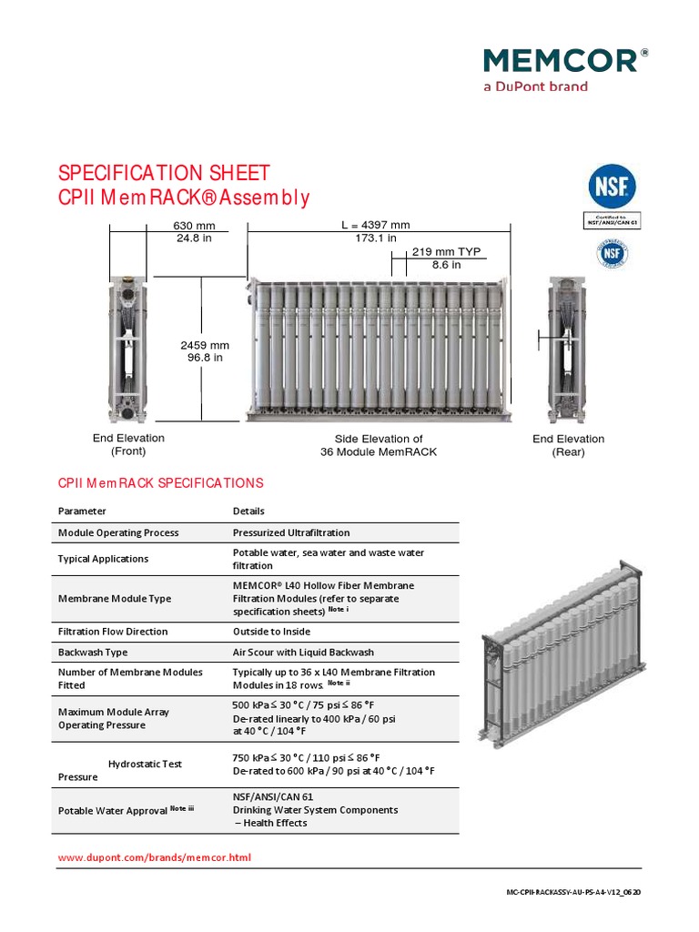 Memcor UF Product Data Sheet CPII MemRack | PDF