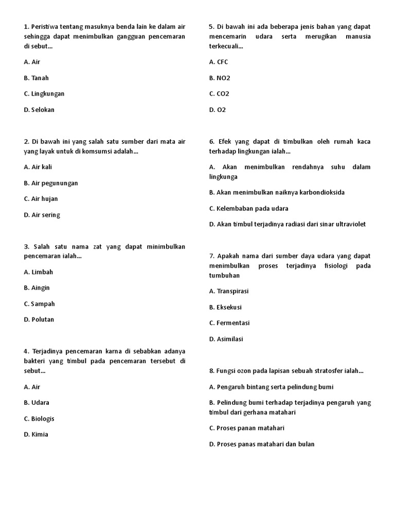 Soal Pencemaran Lingkungan | PDF