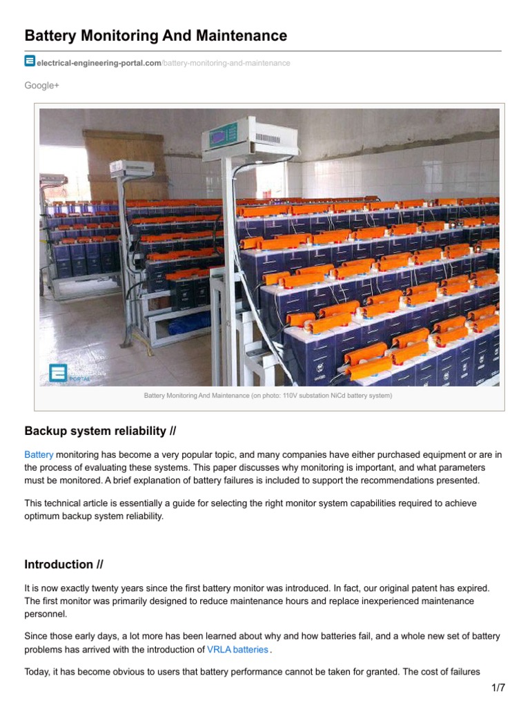 Battery Monitoring and Maintenance | PDF