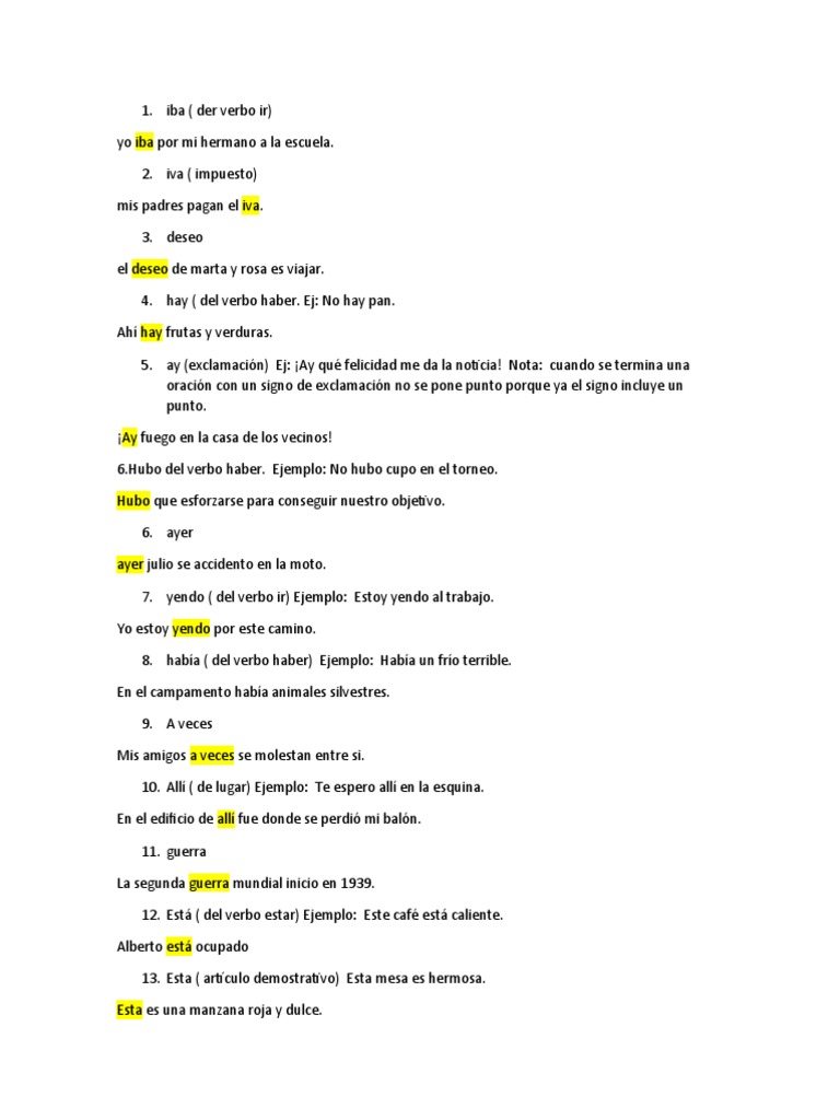 20 Oraciones Con Verbo Pdf