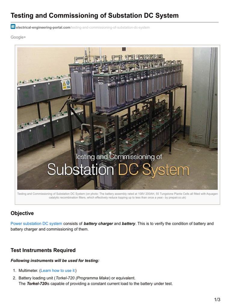 Substation DC System Testing Guide | PDF | Technology & Engineering