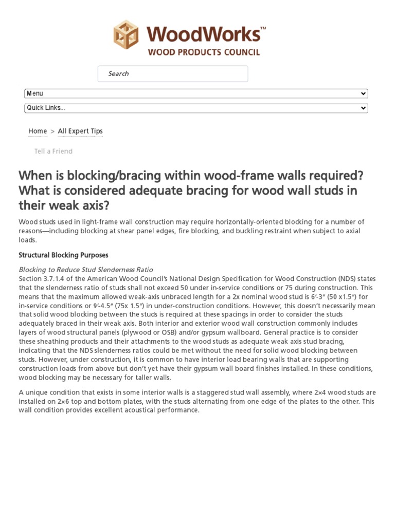 Wood Framing: Blocking & Bracing Guide | PDF | Framing (Construction ...