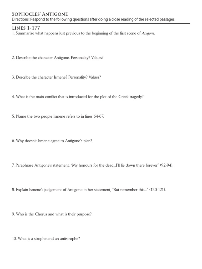 Antigone Questions | PDF