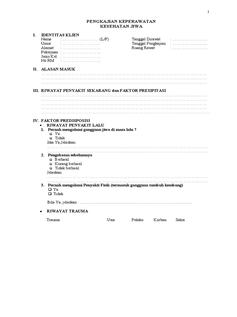 Format Pengkajian Jiwa | PDF