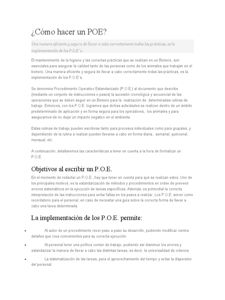 Cómo Hacer Un POE | PDF | Calidad (comercial) | Informática y ...