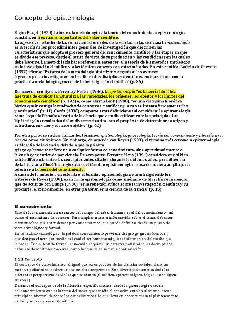 Conocimiento-Elementos y Sus Tipos. METODOLOGIA | PDF | Filosofía
