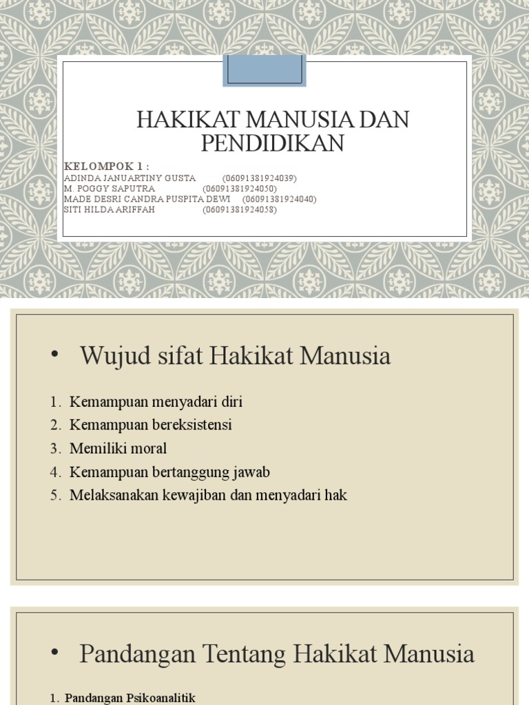 Hakikat Manusia Dan Pendidikan | PDF | Sains & Matematika