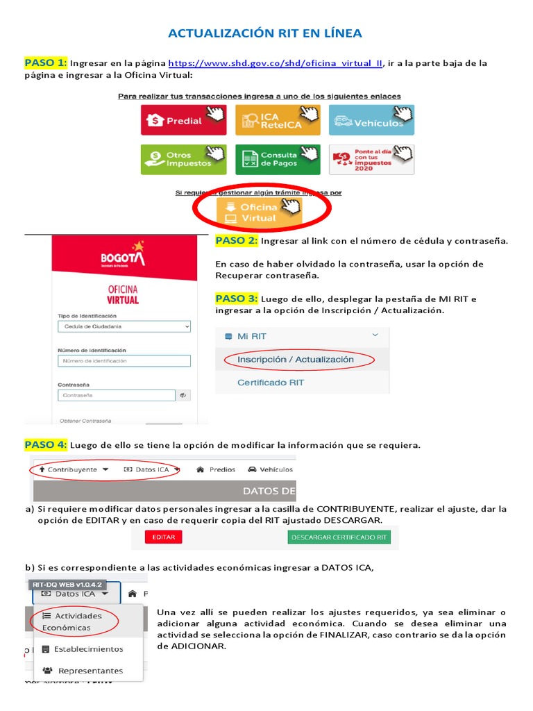 Actualización del RIT en Línea | PDF