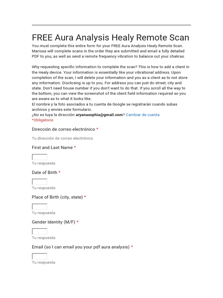 FREE Aura Analysis Healy Remote Scan | PDF
