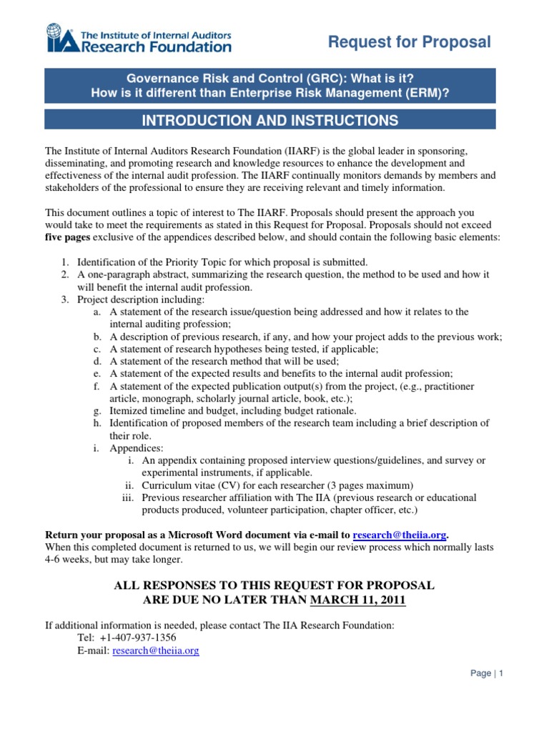 Rfp Grc Vs Erm Final Pdf Internal Audit Enterprise Risk Management