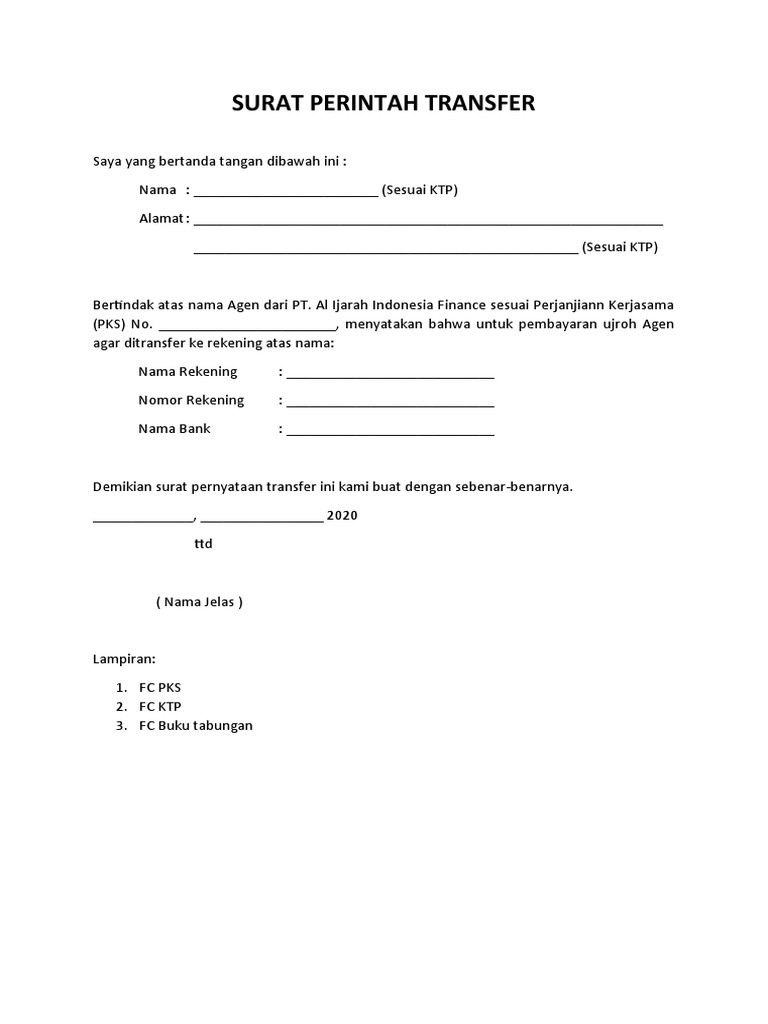 Surat Perintah Transfer | PDF