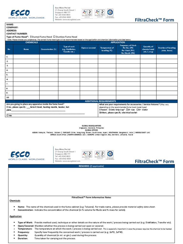 Filtracheck Form 2018 Filled v1 | PDF