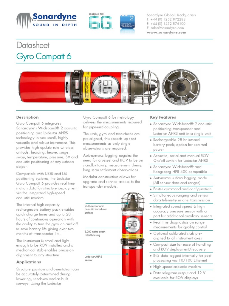 Sonardyne - 8084 - Gyro Compatt 6 Positioning Transponder (Usbl&Lbl) | PDF