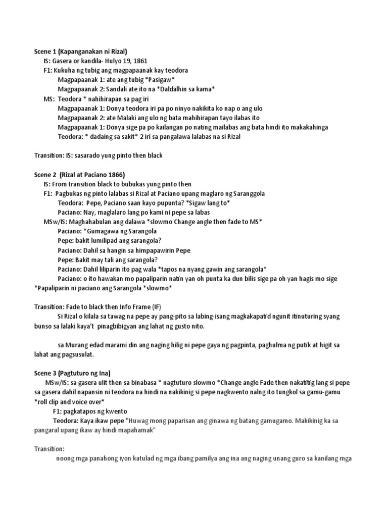Rizal Shortfilm Script | PDF