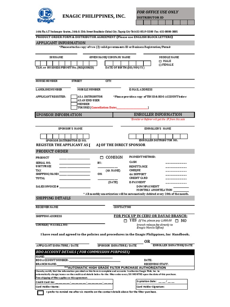 Enagic Philippines, Inc.: Applicant Information | PDF | Filtration ...