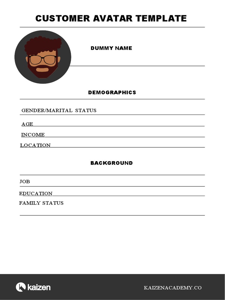 Customer Avatar Worksheet-BLANK | PDF