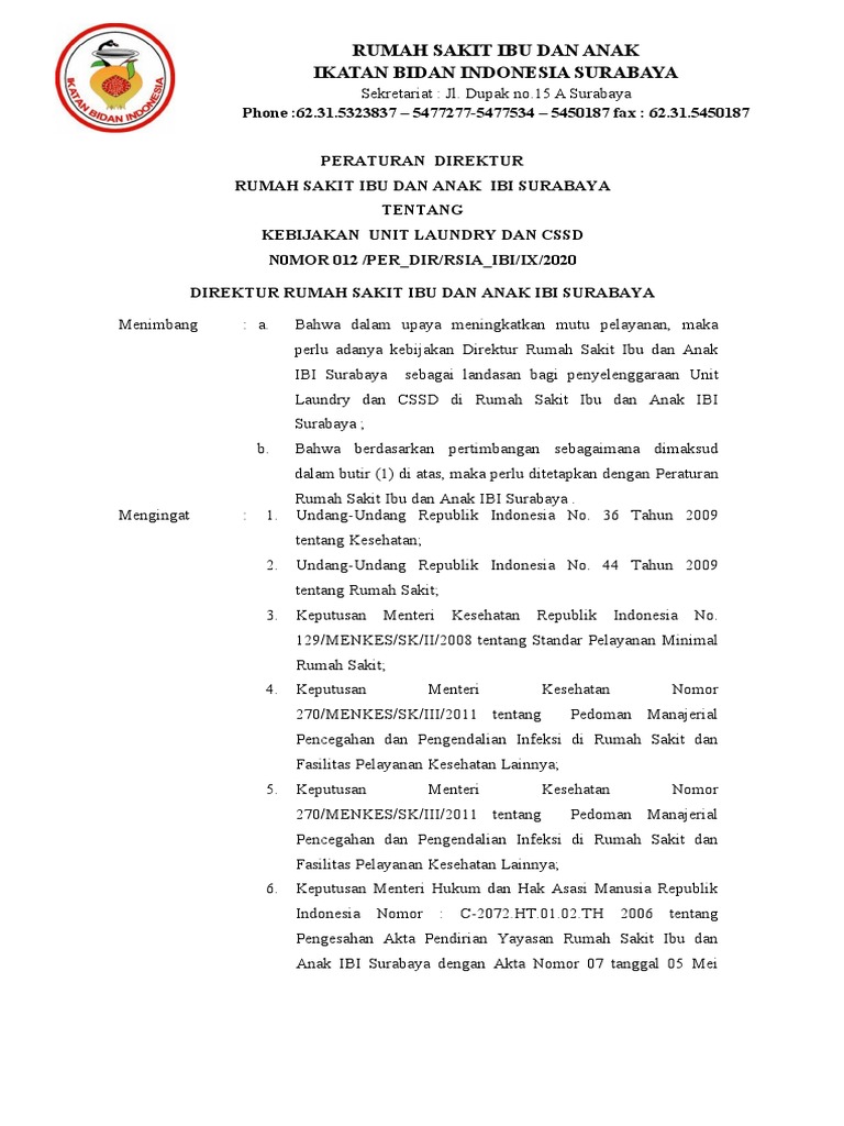 Kebijakan Unit Laundry Dan CSSD | PDF | Griya & Taman | Kesehatan Holistik